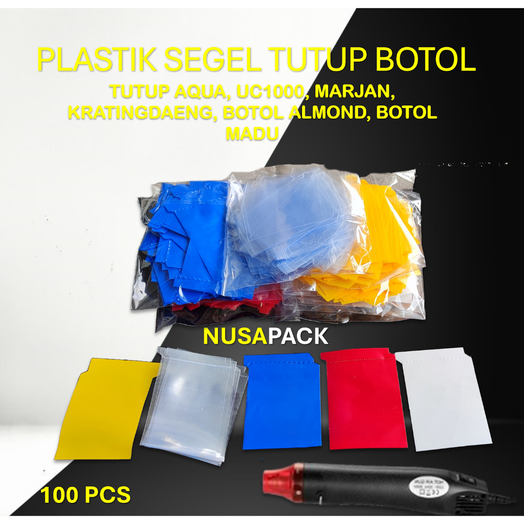 Jual plastik segel tutup botol pvc shrink warna ukuran 5.5cm isi 100 ...