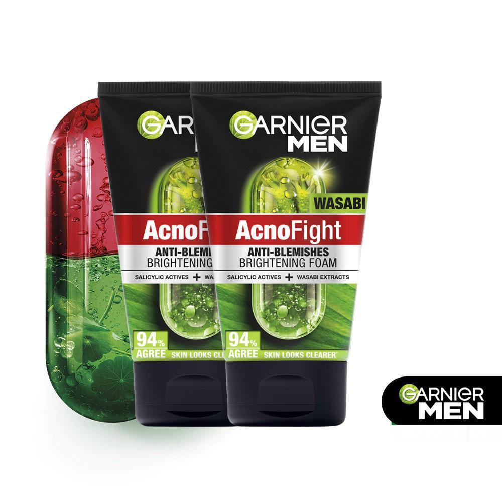 Jual Garnier Men Wasabi Acno Fight Anti-Acne Imperfections Brightening Foam 100ml | Shopee Indonesia