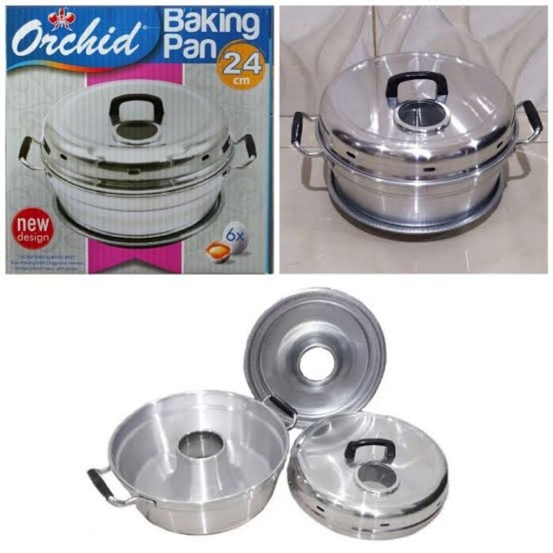 Jual [DK] BAKING PAN ORCHID 24 cm / panggangan kue / pemanggang kue ...