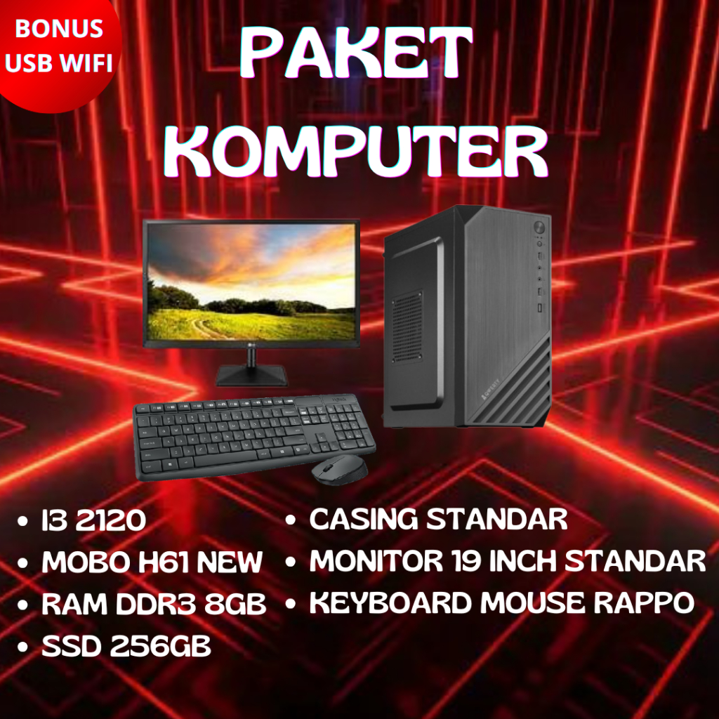 Jual Paket PC Komputer CPU Rakitan Core I3 2120 MOBO H61 New Ram 8GB SSD 256GB Siap Pakai Admin ...