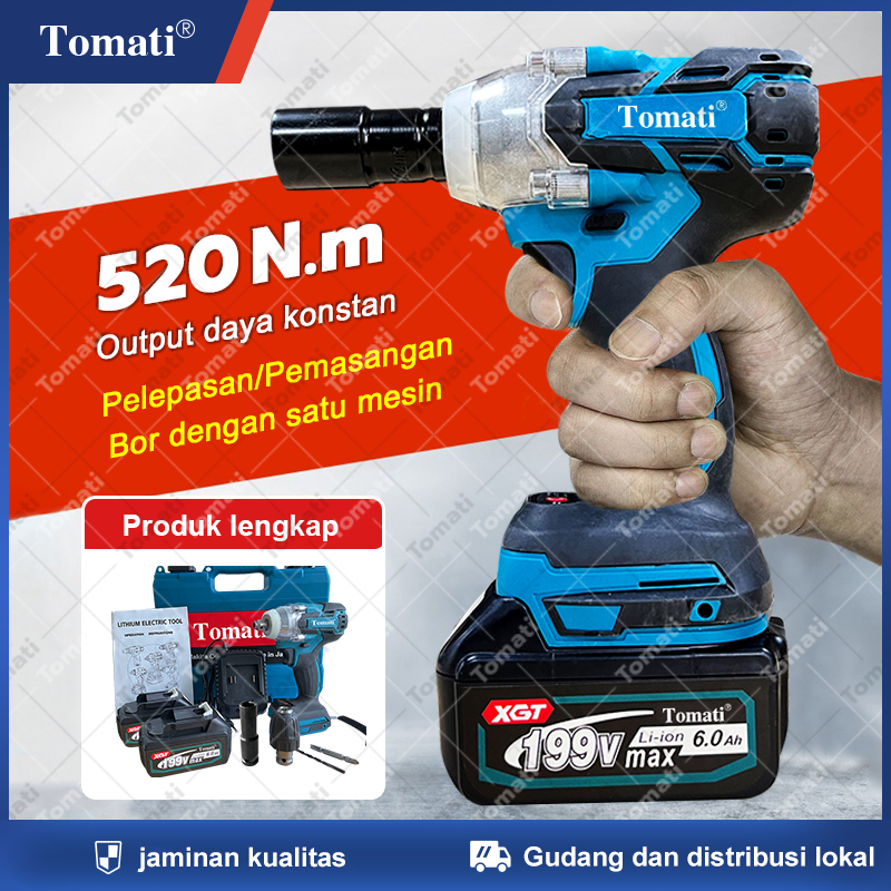 Jual Tomati Bor impek pembuka baut motor Cordless Impact Wrench high ...