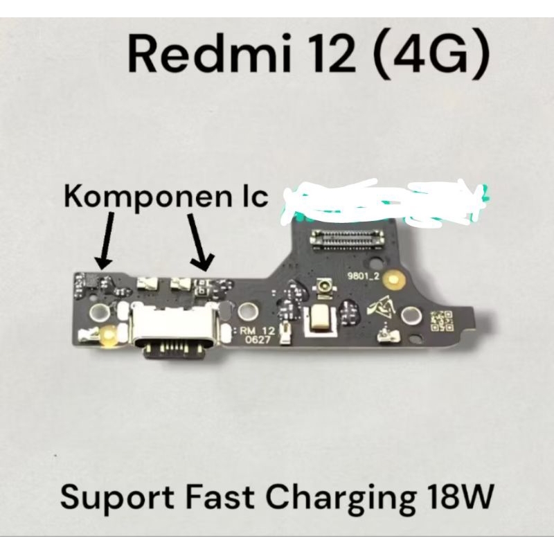 Jual PAPAN CAS KONEKTOR CHARGER CASAN XIAOMI REDMI 12 4G FULSET IC ...