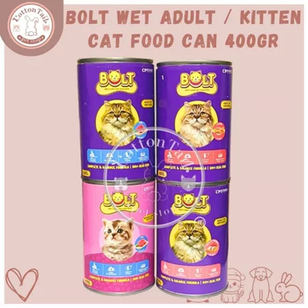 Jual BOLT WET CAT FOOD CAN 400GR - Makanan Kucing Dewasa & Kecil Bolt ...