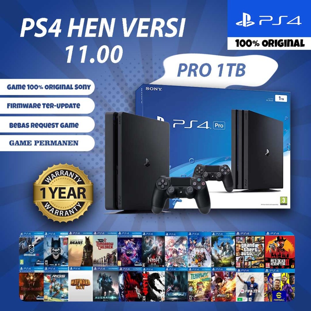 Jual PS4 Pro Slim Fat 500GB/1TB Hen Versi 11.00 PlayStation 4 - Full ...