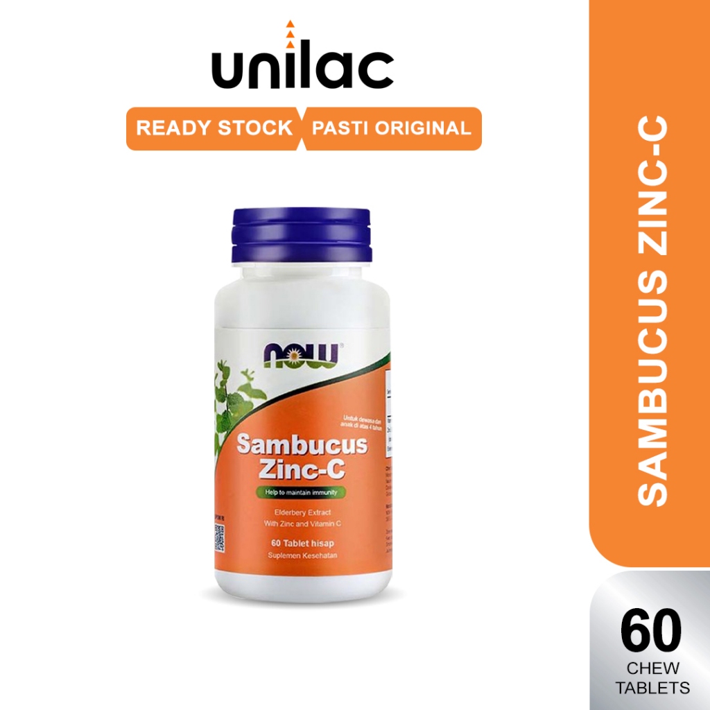 Jual NOW Sambucus Zinc C 60 Lozenges Tablet Hisap | Shopee Indonesia