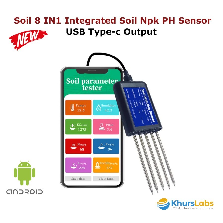 Jual Soil Sensor Tanah 8in1 Temperature Moisture EC PH NPK Fertility ...