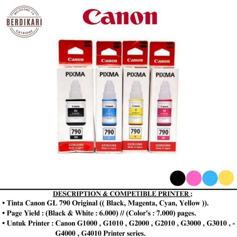 Jual Paketan Tinta Canon GL 790 Original ( Black // Magenta // Cyan ...