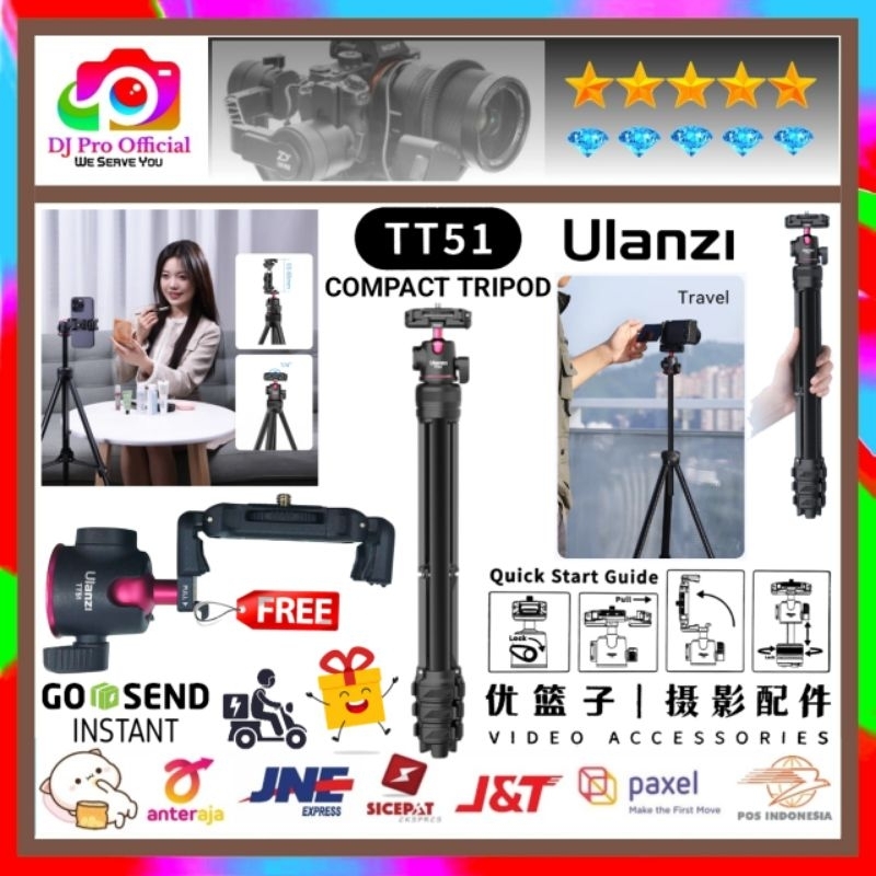 Jual Ulanzi TT51 Compact Tripod TT 51 Portable Phone Clamp Aluminium Alloy T089GBB1 Extended ...