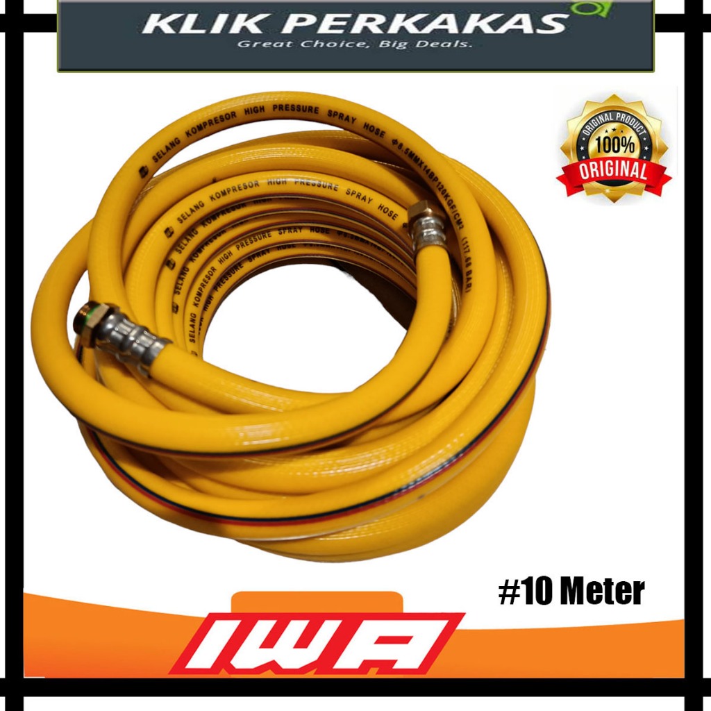 Jual SELANG KOMPRESOR ANGIN 10 METER IWA/ SELANG ANGIN TEKANAN TINGGI ...