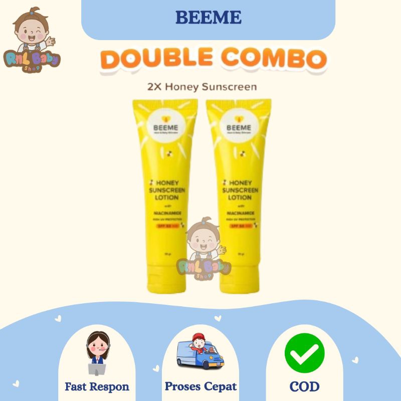 Jual Beeme Double Combo Honey Sunscreen Lotion Niacinamide SPF 50 PA ...