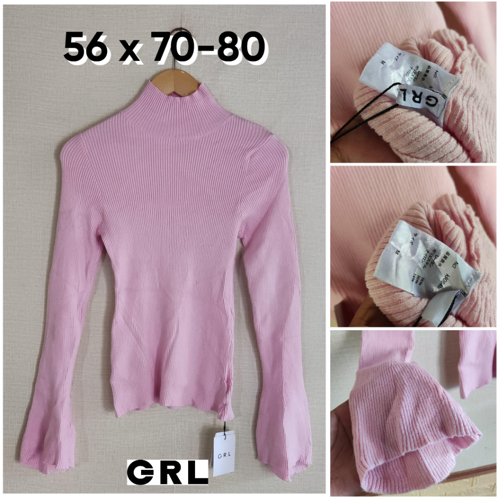 Jual Sweater Lidi GRL Pink Press Body Size M Wanita Atasan Cewek Inner Knit Turtleneck JH470 ...