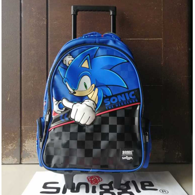 Jual Smiggle Sonic The Hedgehog Trolley Backpack With Light Up Wheels ...