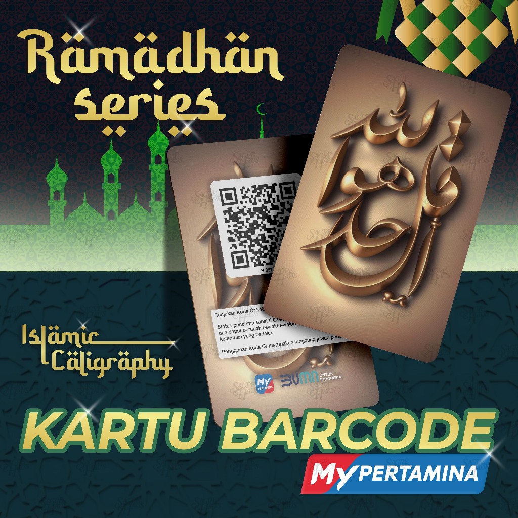 Jual Kaligrafi kartu barcode Pertamina Cetak Bikin barcode Mypertamina ...