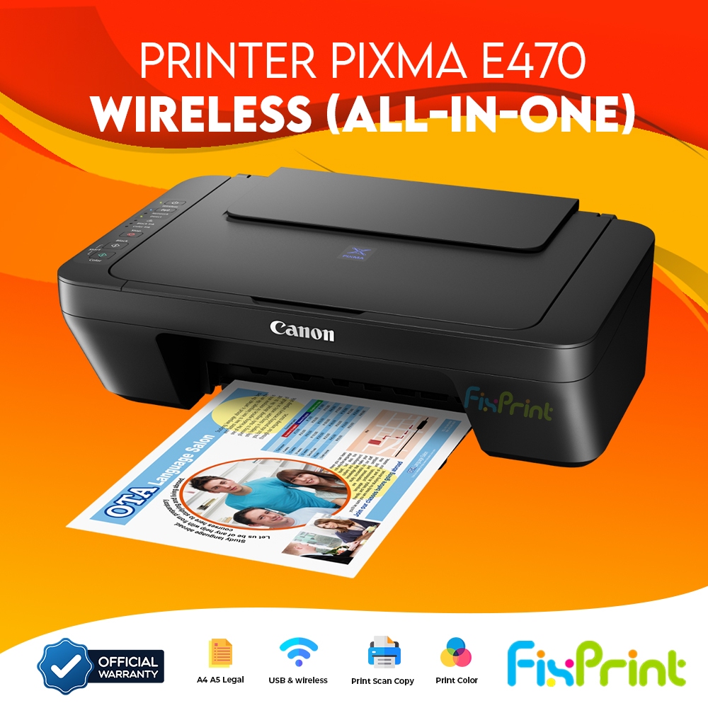 Jual Printer Canon E470 WiFi Print Scan Copy AIO Printer Canon Pixma ...