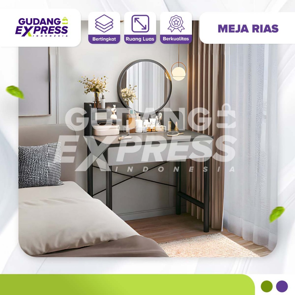 Jual GEI - Meja Rias Minimalis Modern dengan Cermin Bulat dan ...