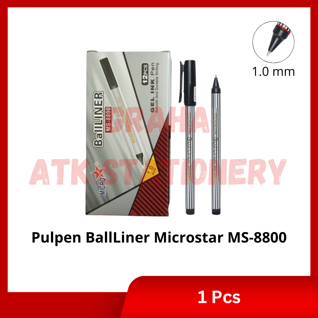 Jual [1 Kotak] Pulpen Balliner Microstar MS-8800 / Gel Pen 1.0mm Balliner Microstar MS-8800 ...
