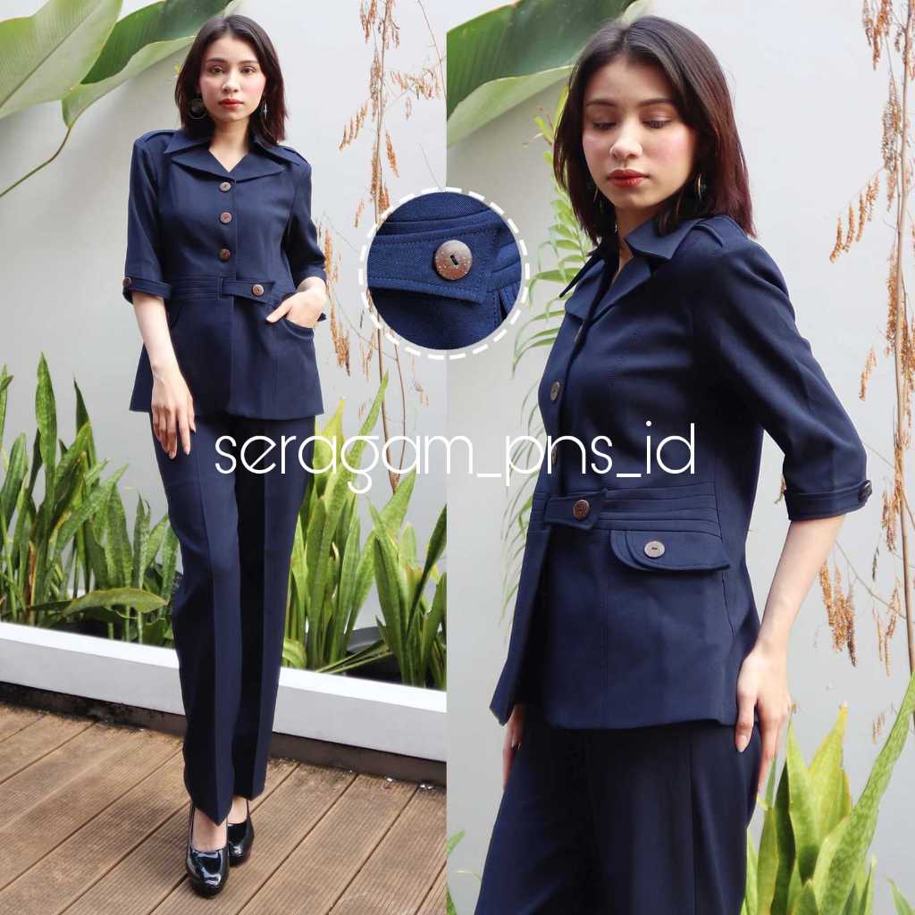Jual Setelan Blazer PNS ASN Seragam PNS Pemda Baju Dinas Setelan Jas PDH Lengan 6/8 Wanita ...