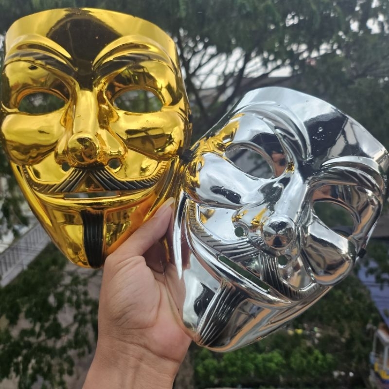 Jual topeng anonymous hacker gold silver limited edition topeng anak ...