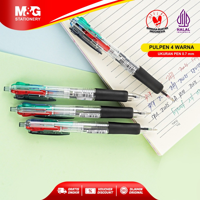 Jual M&G Pulpen Pena 4 in 1 dengan 4 Warna Motif Warna-Warni Ujung Tip ...