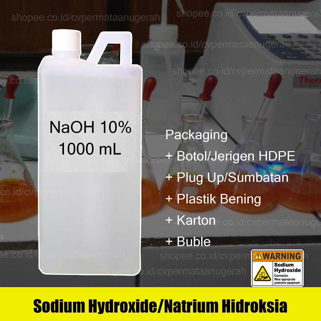 Jual Larutan NaOH 10% / Larutan Natrium Hidroksida / Sodium Hydroxide Solution 1000 ml | Shopee ...