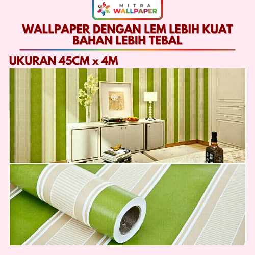 Jual Wallpaper Dinding Salur Hijau Wallpaper Dinding Ruang Tamu Minimalis Motif Salur Hijau ...