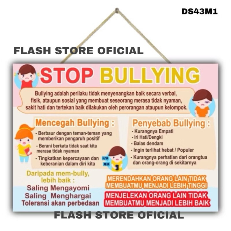 Jual Hiasan dinding Poster STOP BULLYING Gantungan dinding edukasi sekolah anak pajangan dinding ...