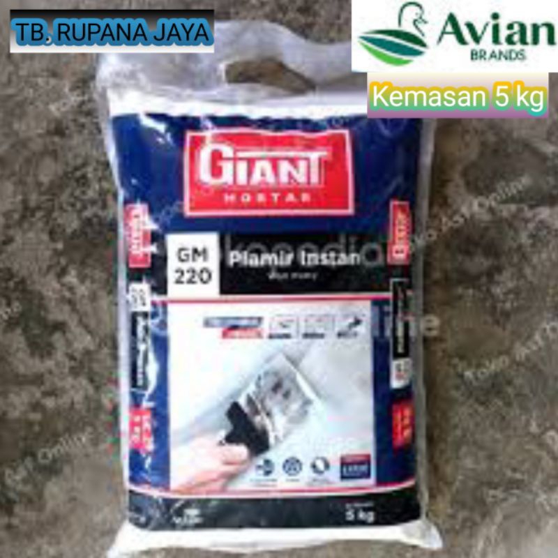 Jual PLAMIR INSTANT / DEMPUL TEMBOK BETON GIANT MORTAR GM220 Kemasan 5 ...
