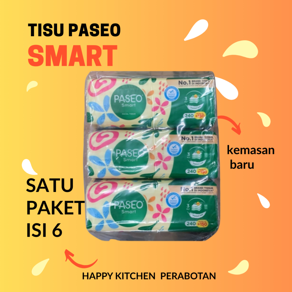 Jual TISU PASEO SMART 390'S ISI 6 PACK TISSUE FACIAL | Shopee Indonesia
