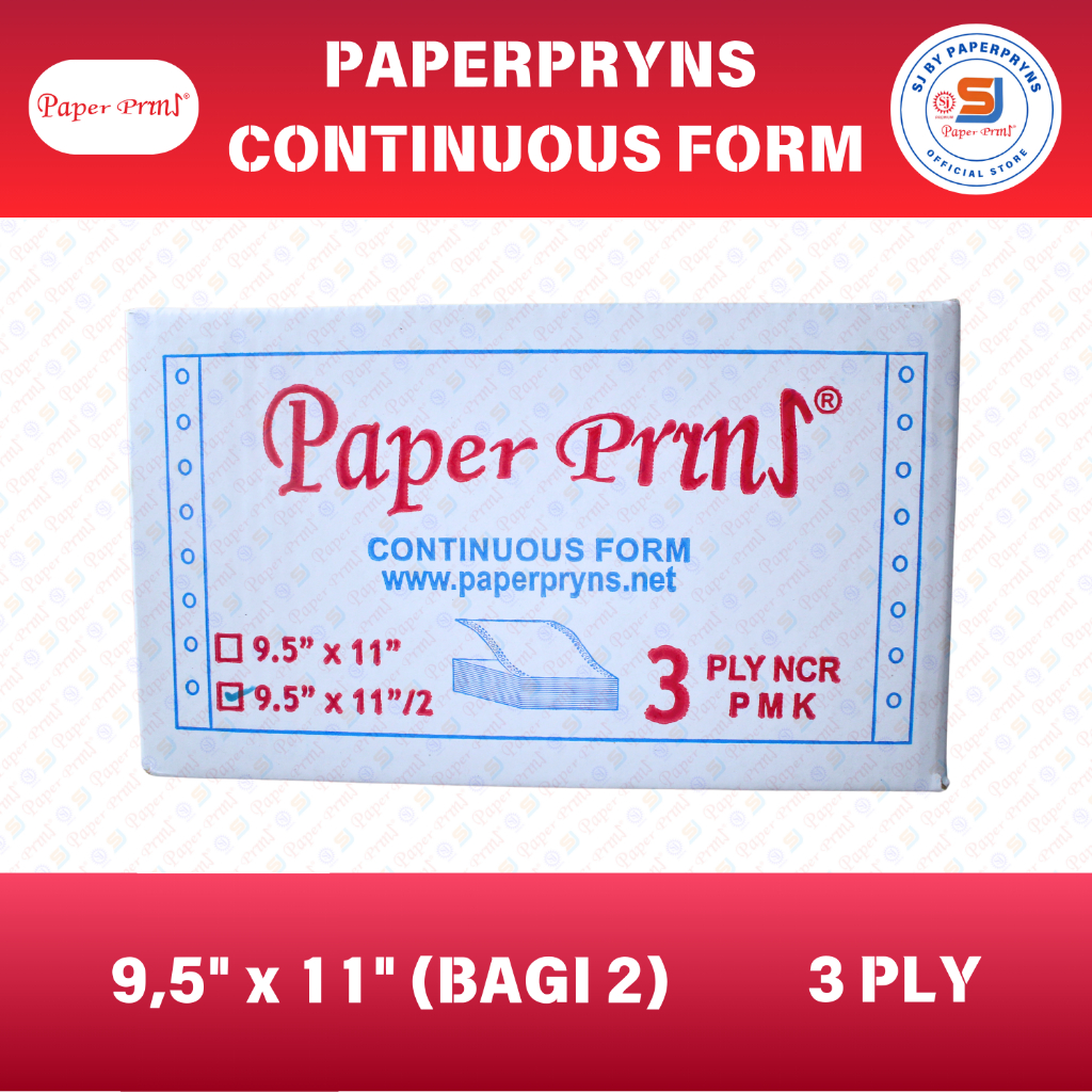 Jual PAPERPRYNS Continuous Form 9,5" × 11/2" (BAGI 2) - 3 PLY - NCR ...
