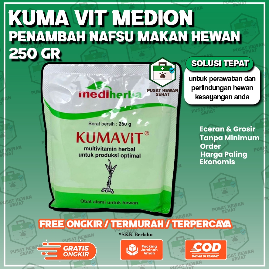 Jual KUMAVIT MEDION 250 GR - Herbal Penambah Nafsu Makan Hewan Kurkuma ...