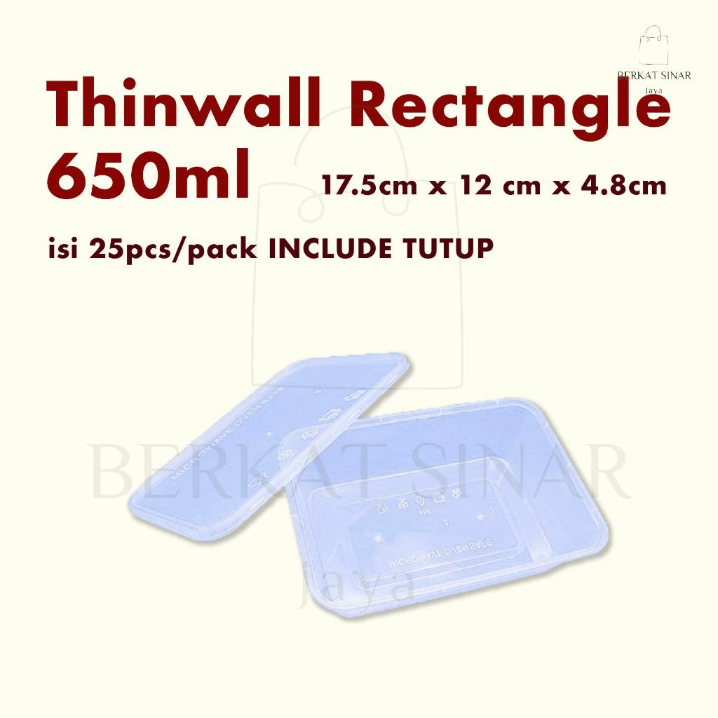 Jual Thinwall DM Rectangle/ Persegi Panjang / REC Ukuran 650ml Isi 25 pcs | Shopee Indonesia