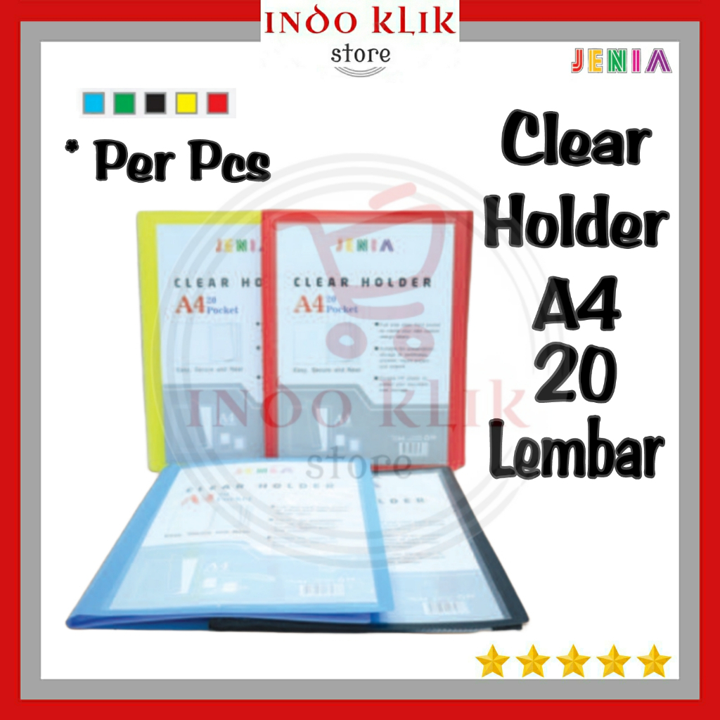 Jual Clear Holder JENIA A4 20 Kantong / Map Plastik Album Rapot 20 ...