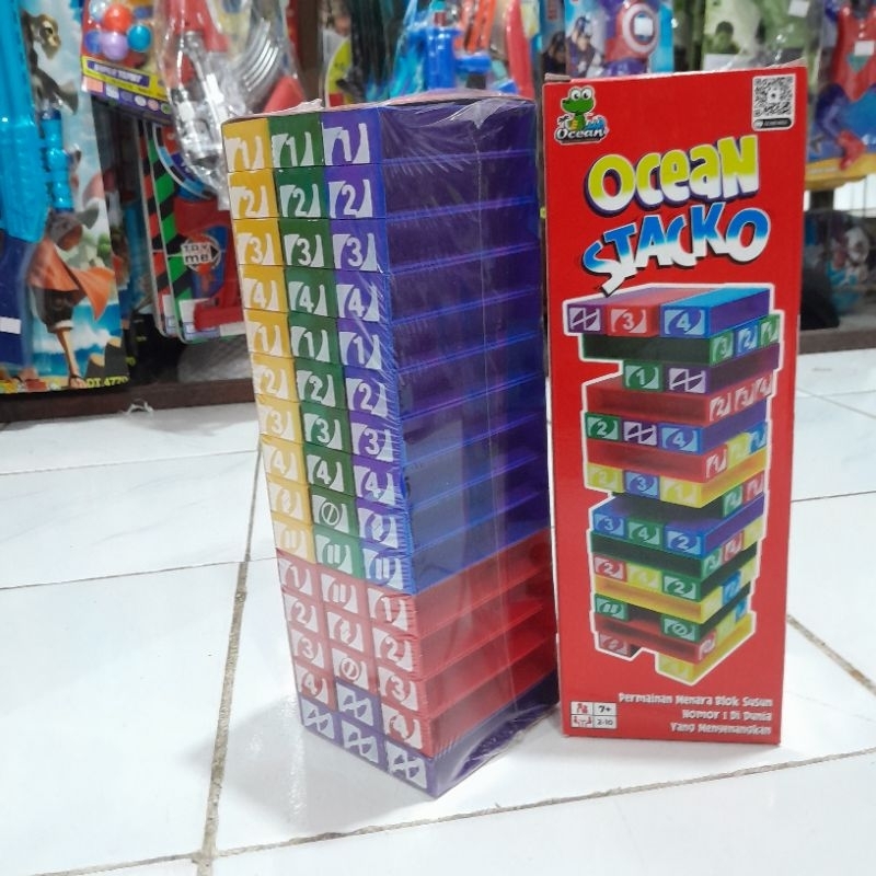 Jual Mainan Uno Menara Balok Susun Ocean Stacko 45pcs | Shopee Indonesia
