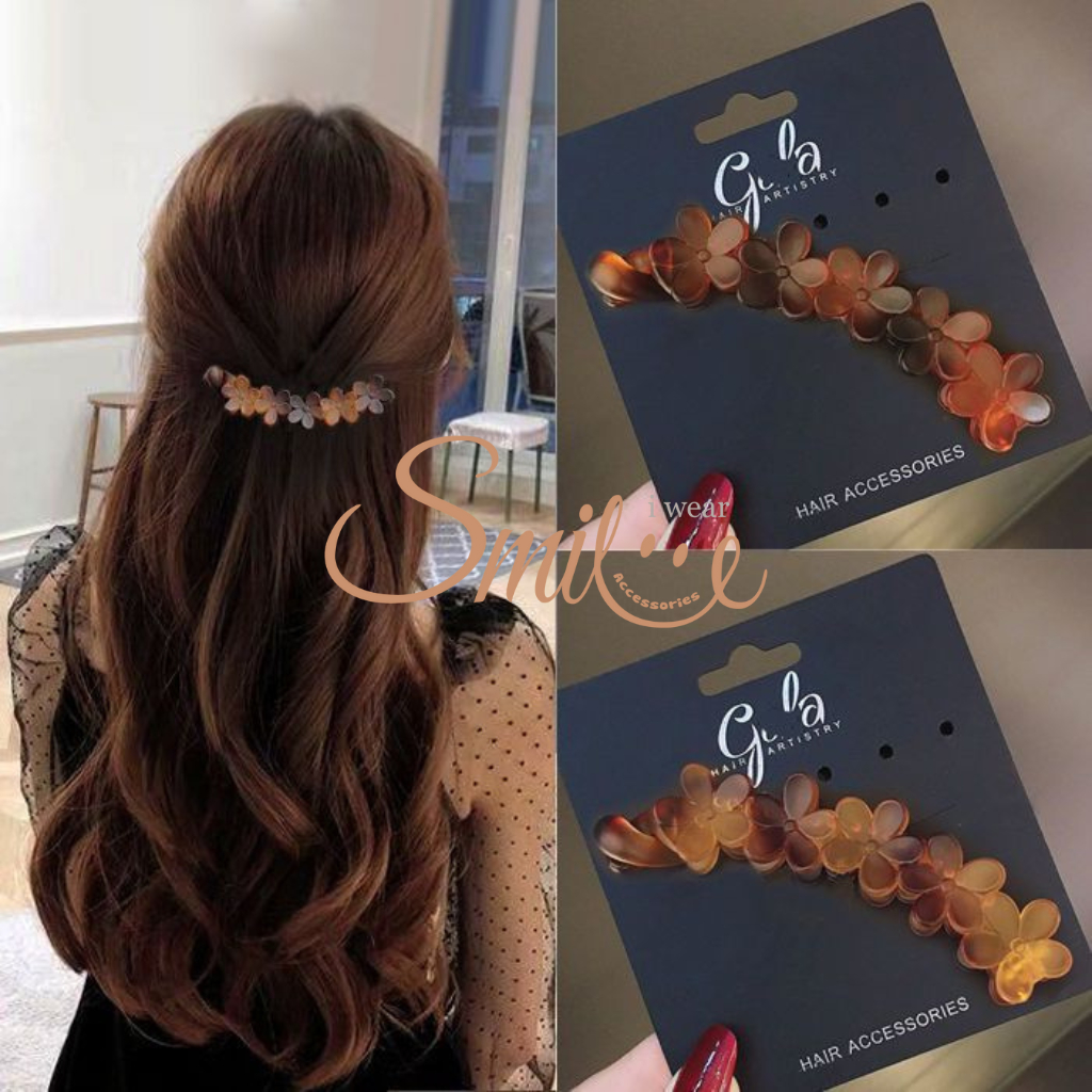 Jual IWS JEPIT PISANG MOTIF BUNGA KOREA STYLE / AKSESORIS RAMBUT WANITA ...