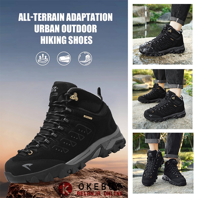 Jual Sepatu Gunung Pria Hiking Mid Boots Snta 506 Black Grey Outdoor ...