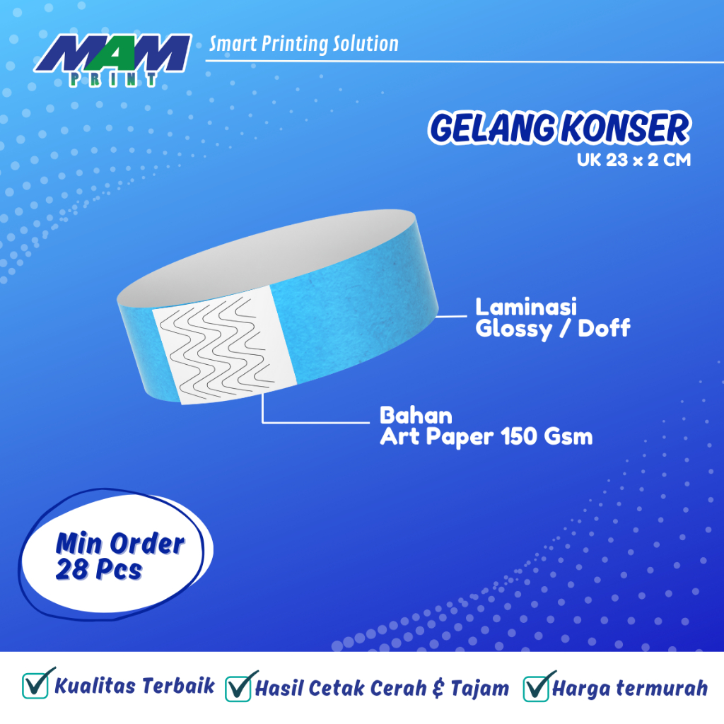 Jual Cetak Gelang Konser Bahan Kertas Art Paper / Print Custom / Tiket ...