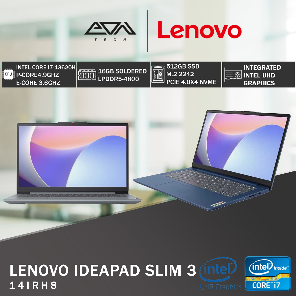 Jual Laptop Lenovo IdeaPad Slim 3 14IRH8 i7-13620H/16GB/512GB/14″ FHD IPS/W11 H+OHS 2021 ...