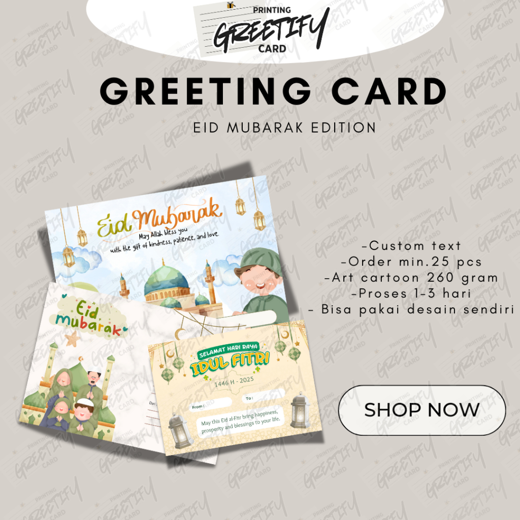 Jual (25 PCS) GREETING CARD KARTU UCAPAN LEBARAN IDUL FITRI CUSTOM ...