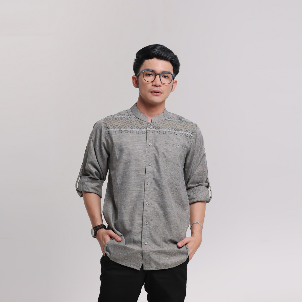 Jual iNeat Kemeja Koko Smoke Green Motif - Muslim Pria Lengan Panjang ...