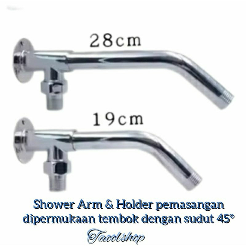 Jual Gagang Shower sudut 45° dan Holder pemasangan permukaan tembok ...