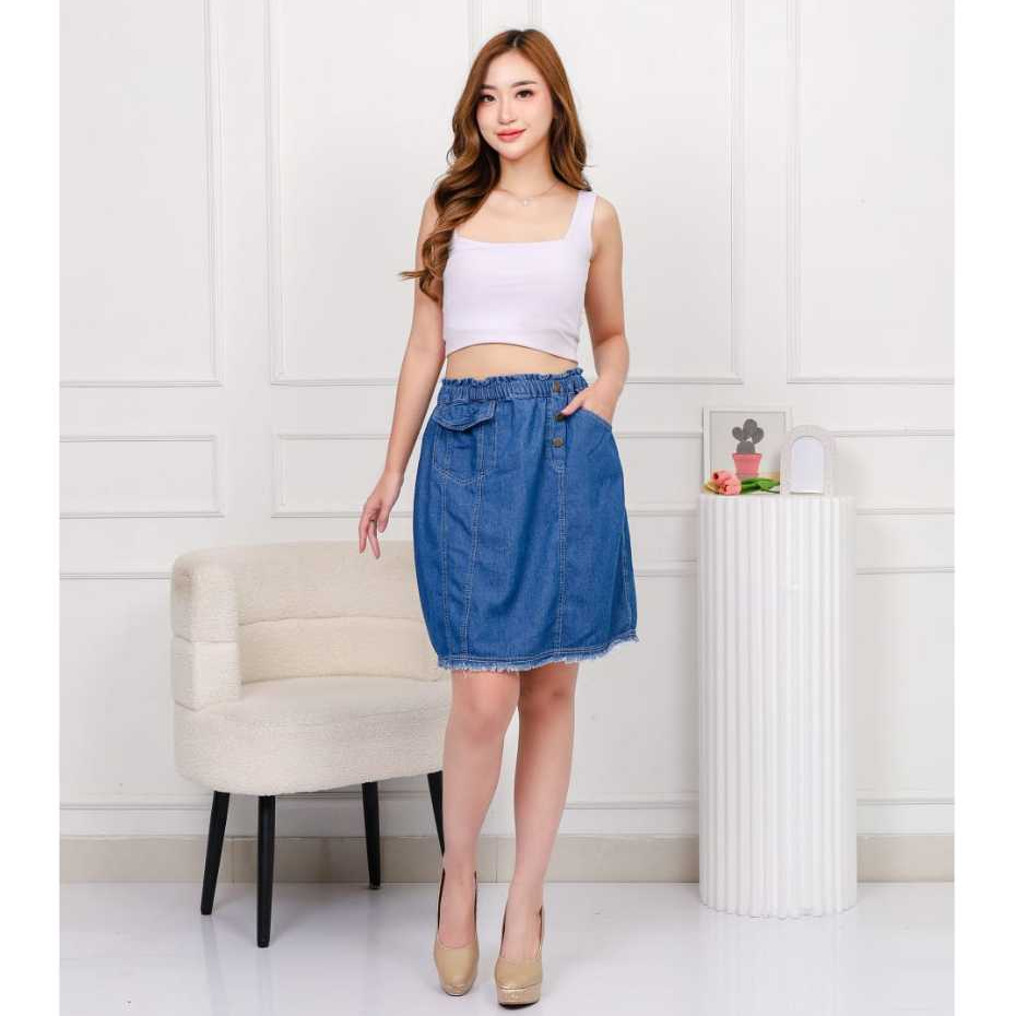 Jual Rok Pendek Polos Jeans Wanita - 5044 | Shopee Indonesia