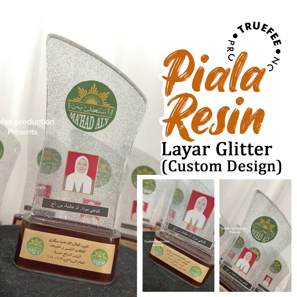 Jual PIALA RESIN BENING LAYAR GLITTER TULISAN STIKER TANAM BASE RESIN ...