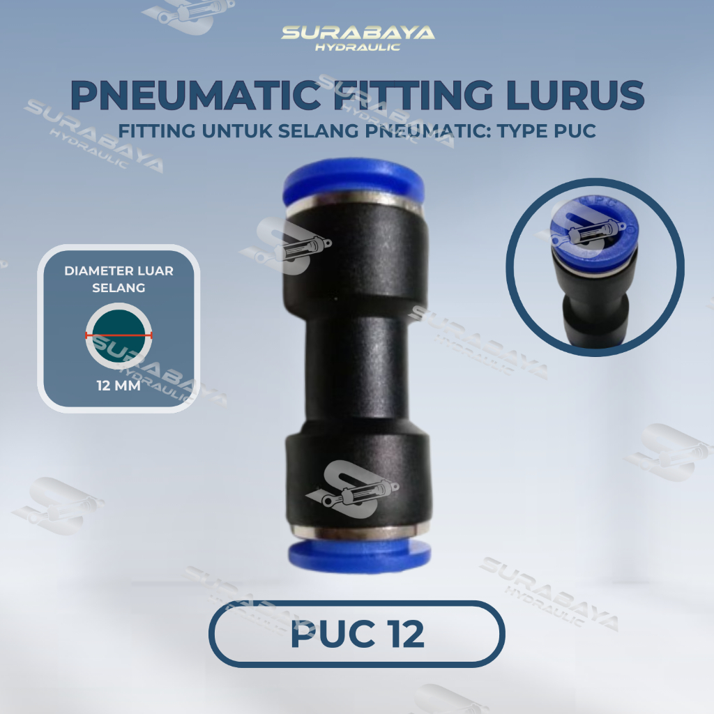 Jual PUC 12 | Pneumatic Fitting PUC12 | Konektor / Sambungan Selang Tubing Lurus PUC-12 PUC 12 ...
