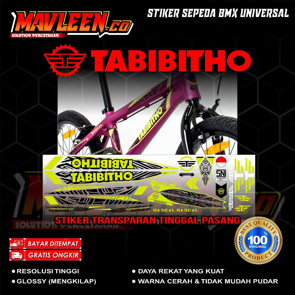 Jual (COD) stiker transparan striping sepeda tabibitho BMX 18 20 decal ...