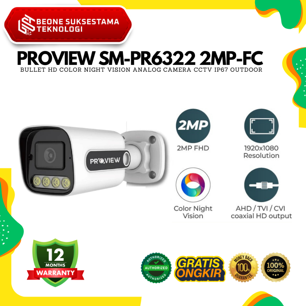 Jual CAMERA PROVIEW SM-PR6322-FC 2MP Bullet Color Night Vision Analog ...