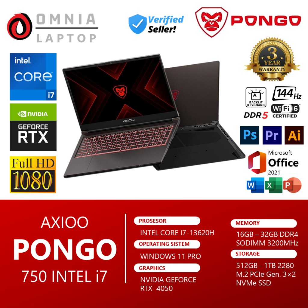 Jual Laptop Gaming Axioo Pongo 750 Intel I7 13620H RAM 16GB 512GB SSD ...
