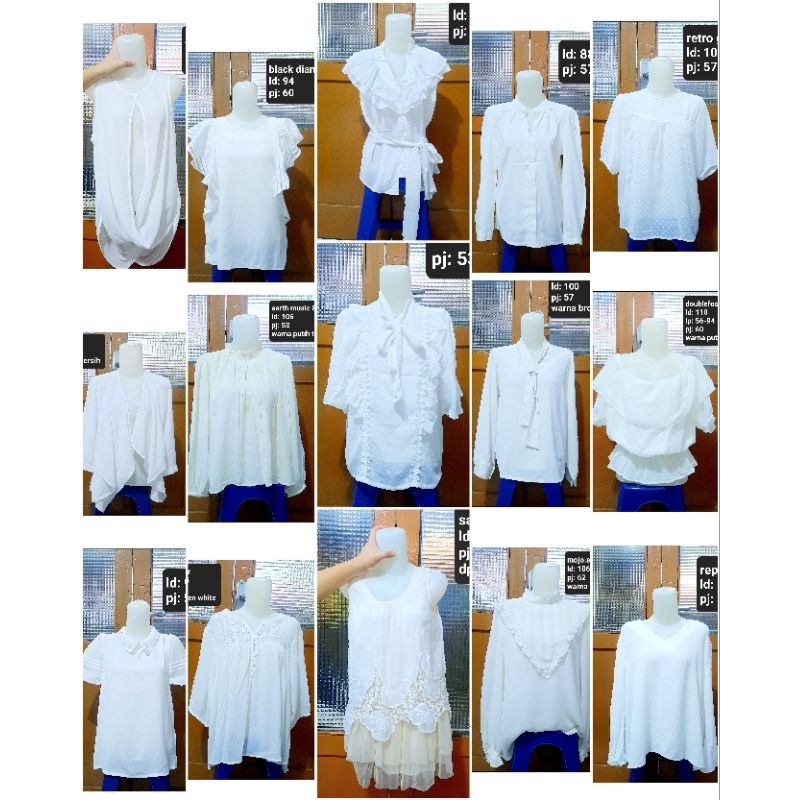 Jual blouse putih, blouse, sabrina putih, outer putih, kemeja putih ...
