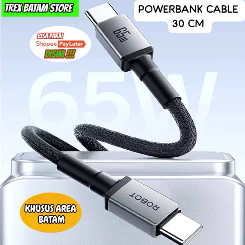 Jual KABEL POWERBANK TYPE C TO C SUPPORT ALL ANDROID C UP TO 65W ...
