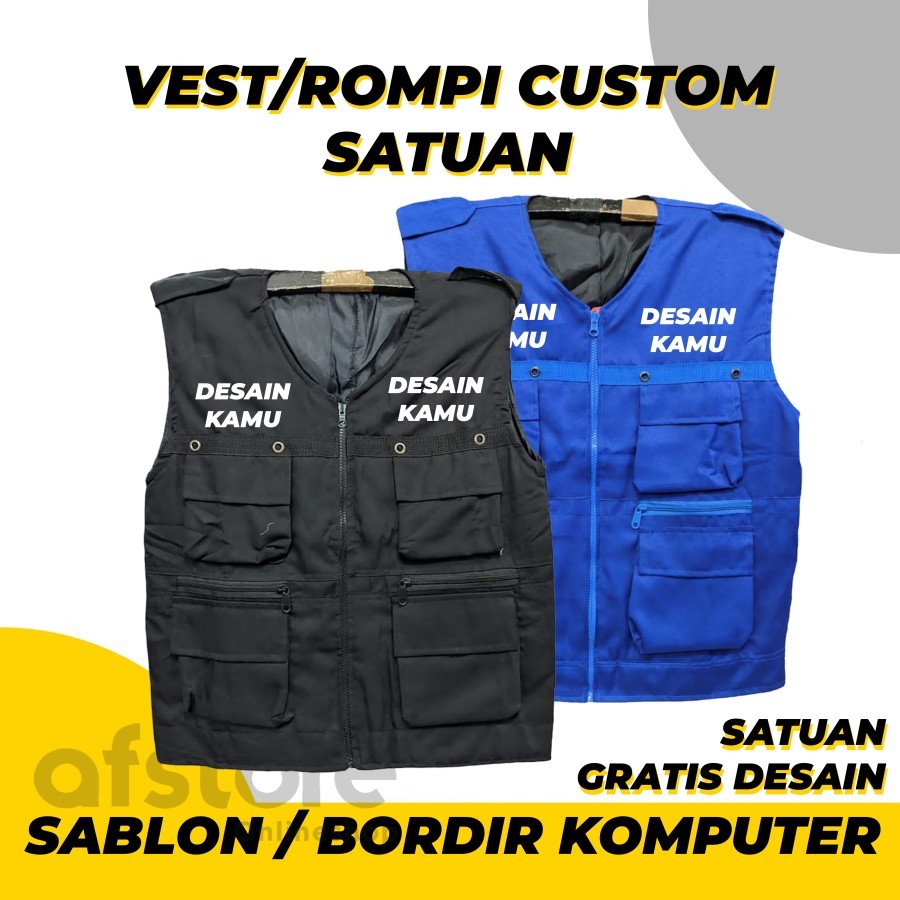 Jual Rompi Vest Custom Satuan Bordir/Sablon Design Suka suka | Shopee ...