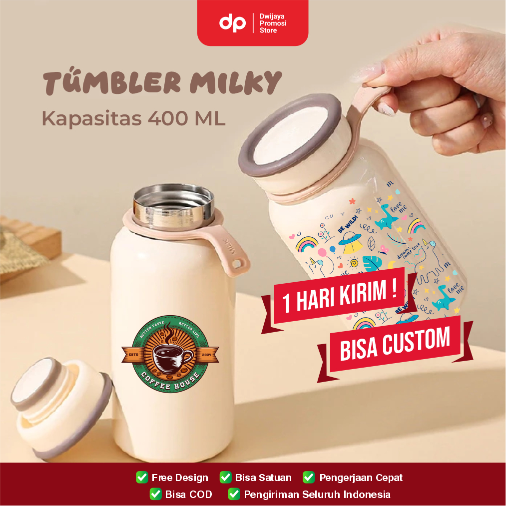 Jual Tumbler Milky 400ml Cangkir kopi stainless Coffe Mug Hot & Cool ...